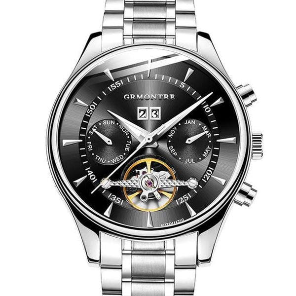 Skeleton Tourbillon Mechanical Watch Men Automatic Classic Rose Gold L ...