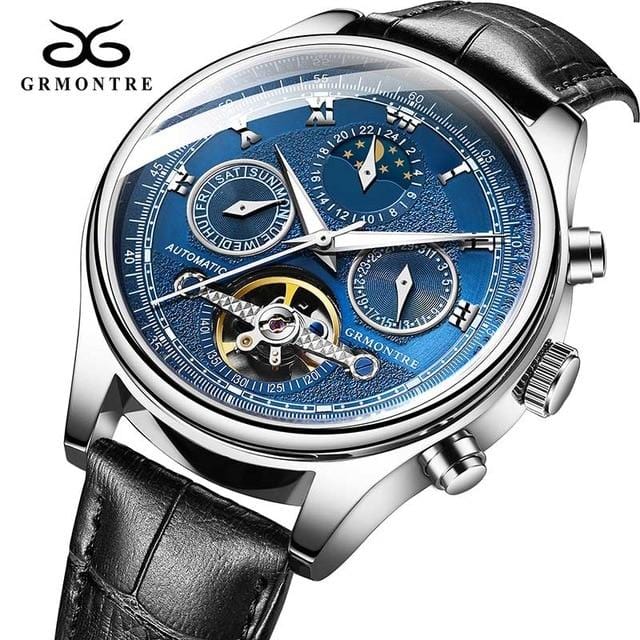 Skeleton Tourbillon Mechanical Watch Men Automatic Classic Rose Gold ...